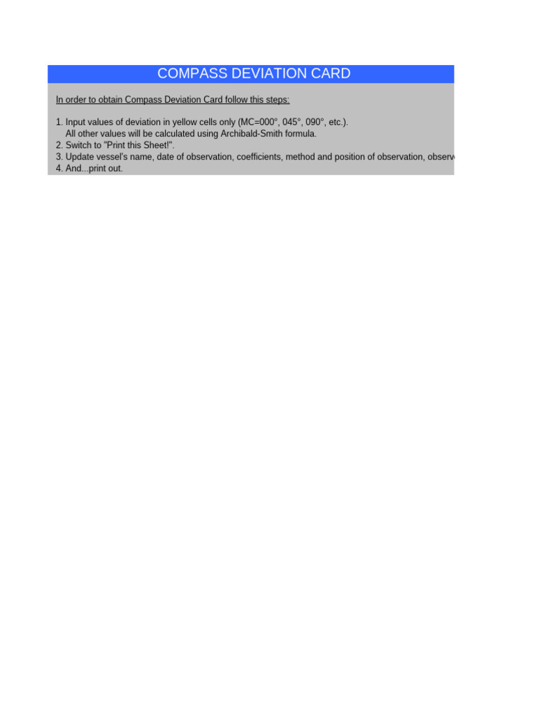 Compass Deviation Card Calculation by Capt A Bi | PDF