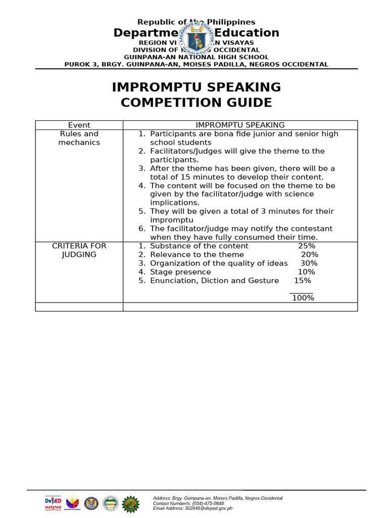 Impromptu Criteria | PDF
