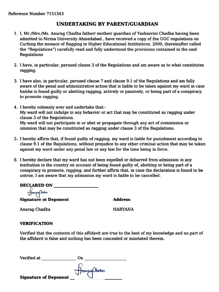 Antiragging Form | PDF