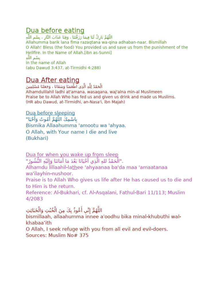 Dua Before Eating | PDF