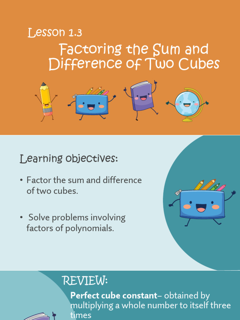 Lesson 1.3 Factoring The Sum and Difference of Two Cubes | PDF