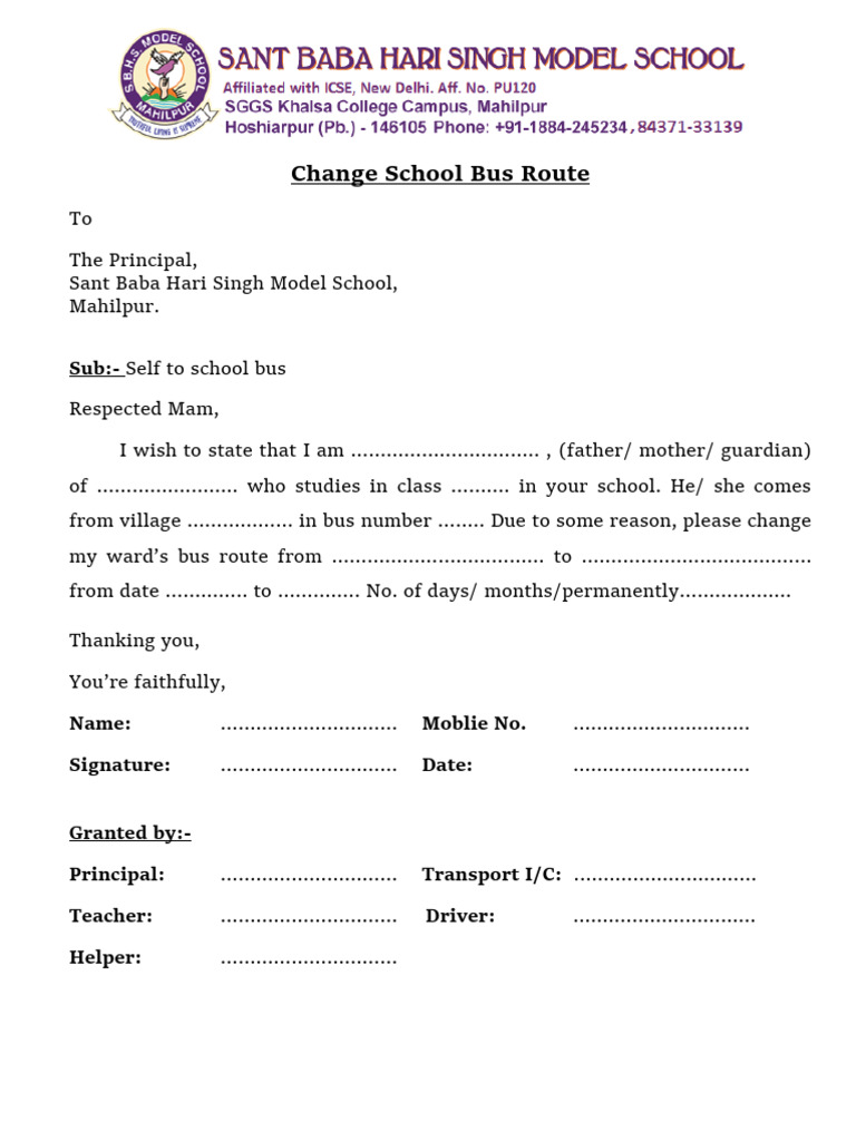 Change Schoolbus Route | PDF