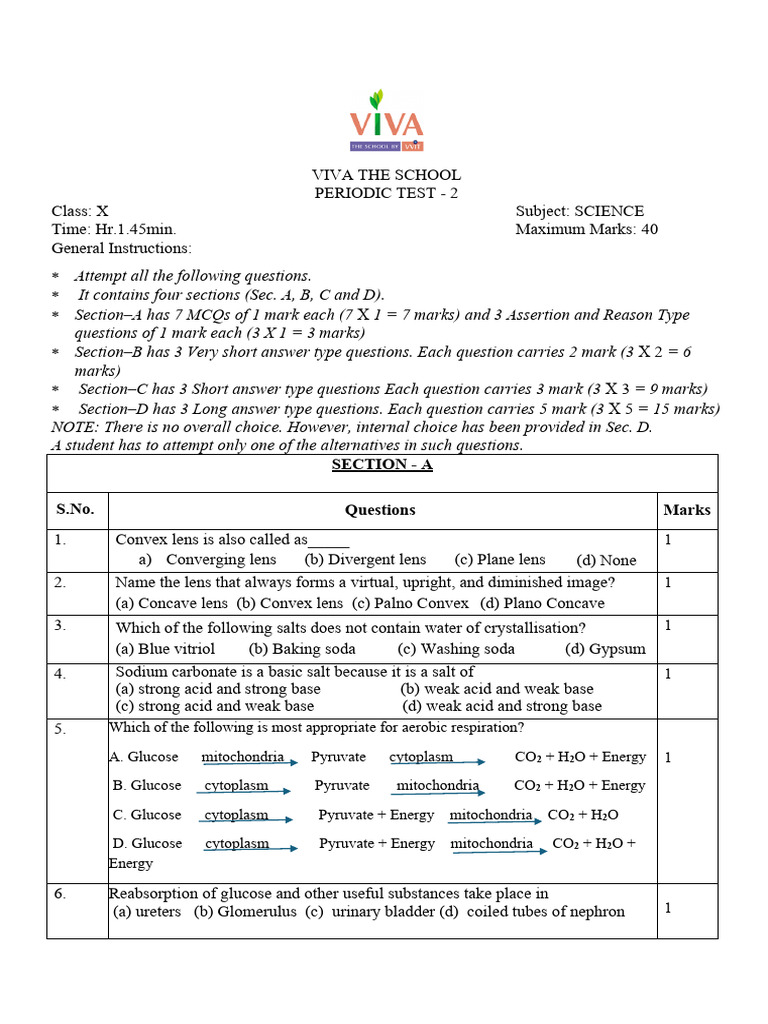 Class 10 Periodic Test 1 Science | PDF