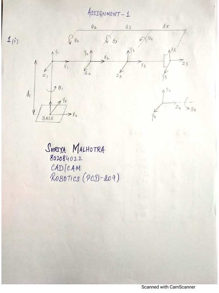 ShriyaMalhotra Robotics Assignment1&2 | PDF