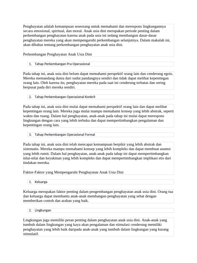 Tahap Perkembangan Pra-Operasional | PDF