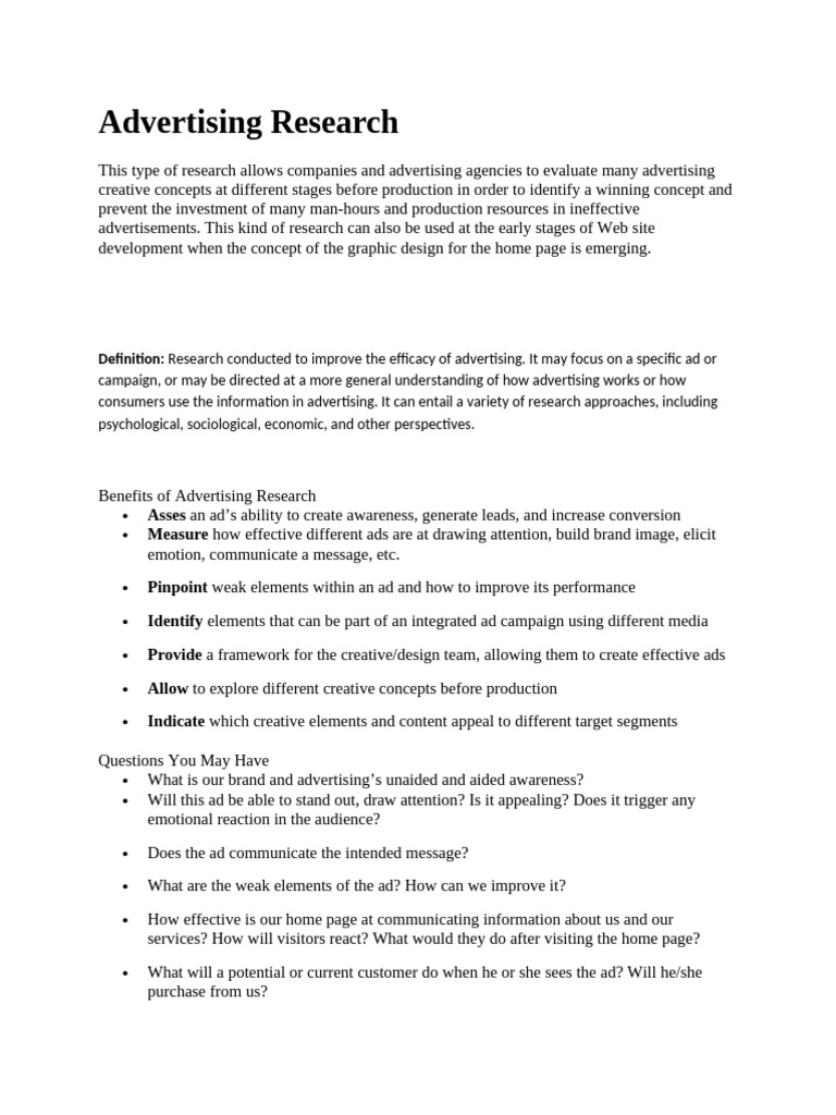 Advertising Research | PDF