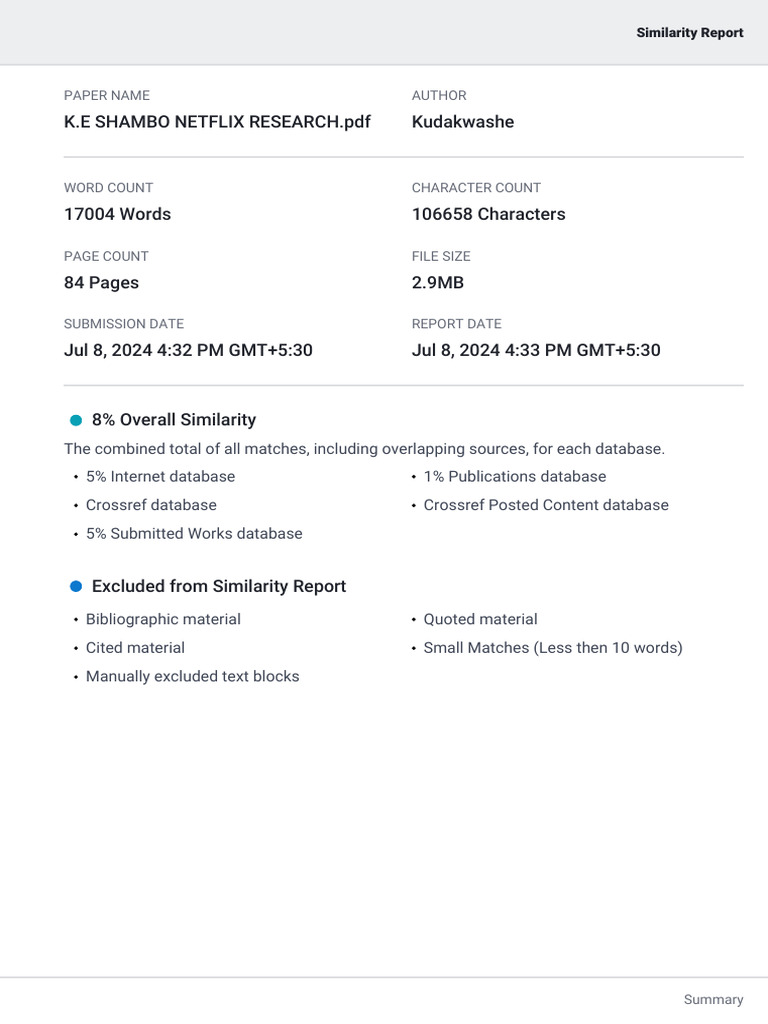 K.E Shambo Netflix Research PDF | PDF