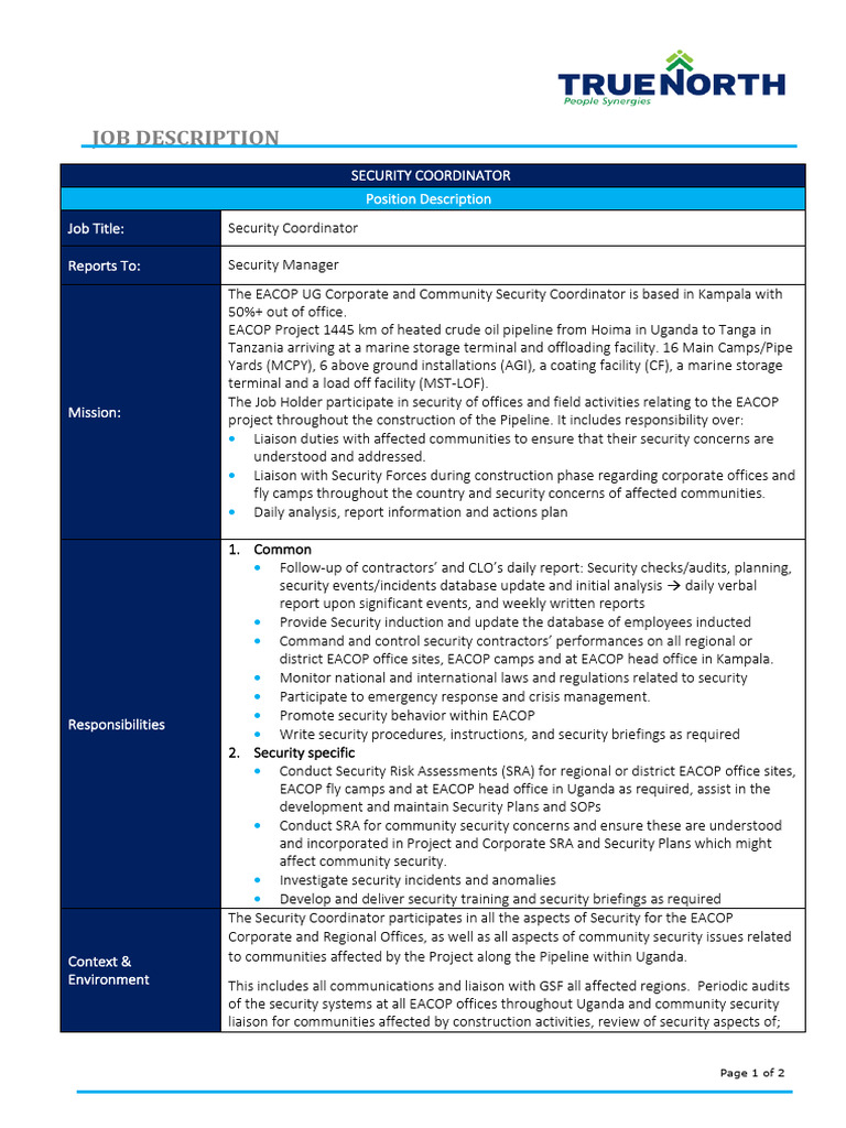 JD Security Coordinator | PDF | Securities