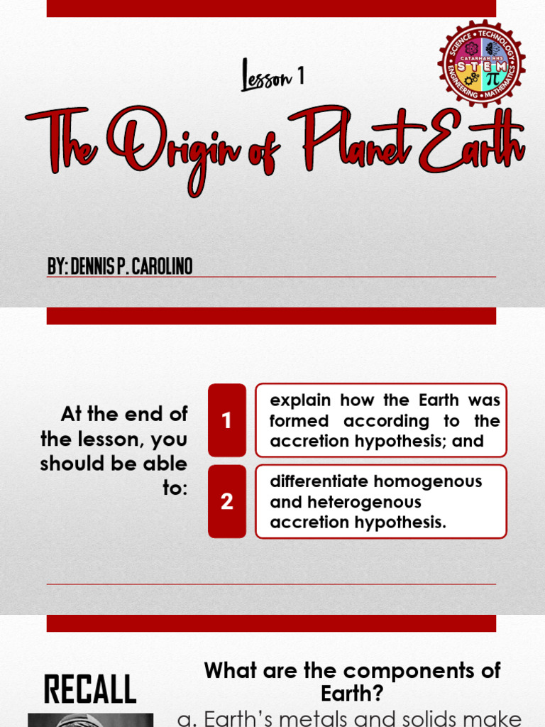 Earth Science SHS Q1 Lesson 1 - The Origin of Planet Earth | PDF