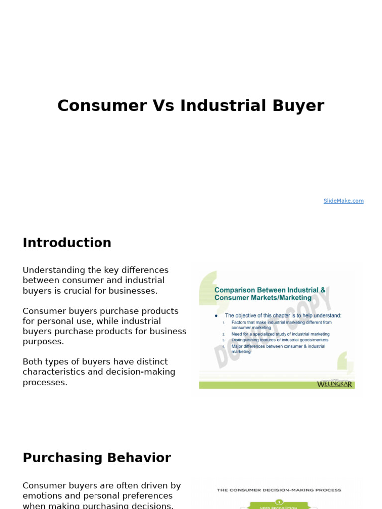 Consumer Vs Industrial Buyer | PDF