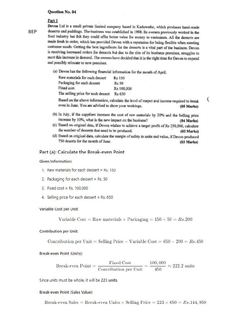 BEP and Budgeting | PDF