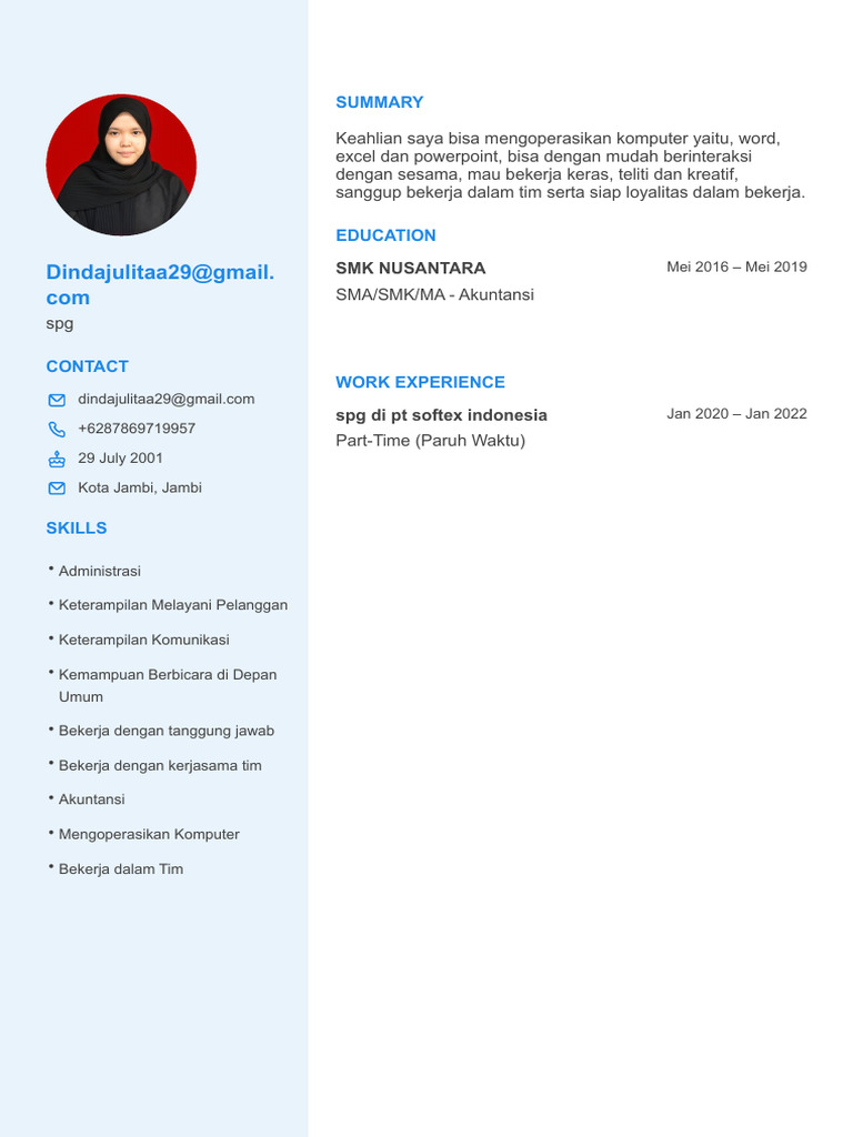 CV Dinda Julita | PDF