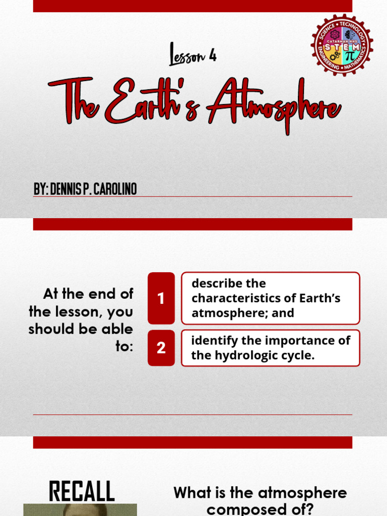 Earth Science SHS Q1 Lesson 4 - Earth's Atmosphere | PDF | Atmosphere ...