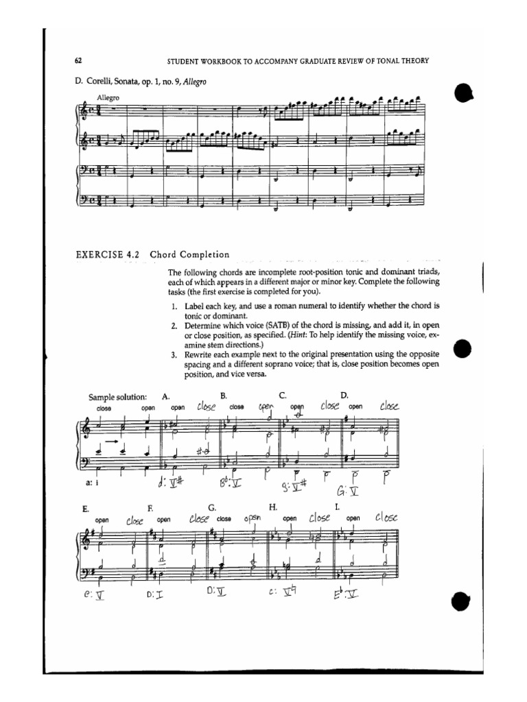 Student Workbook To Accompany Graduate Review of Tonal Theory | PDF