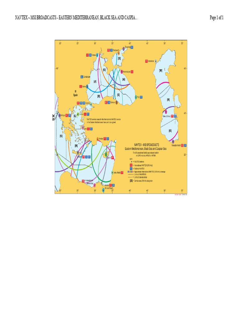 Navtex Msi Broadcasts - E-Mediterranean, Black Sea and Caspian Sea | PDF