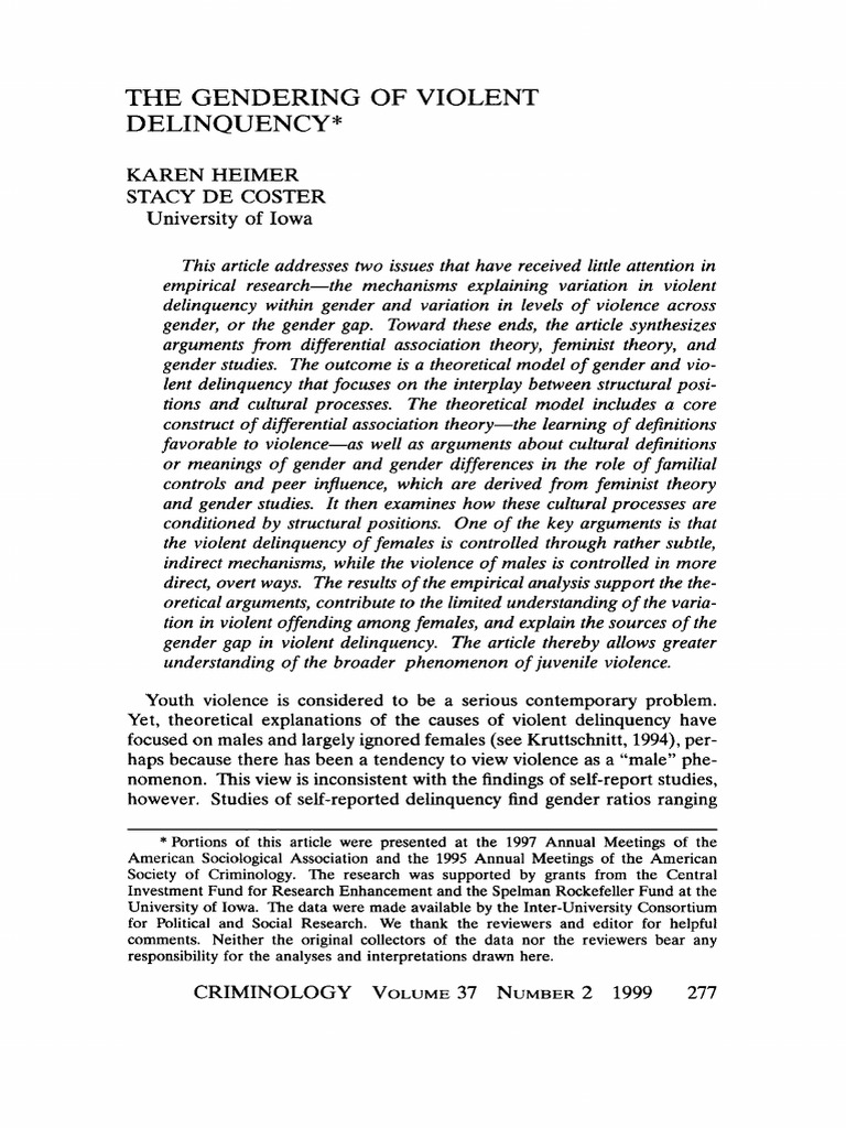HEIMER Et Al 1999 Criminology | PDF