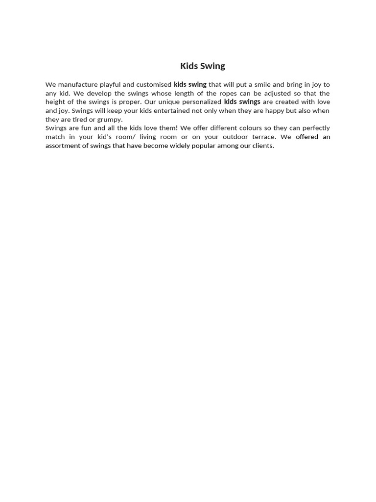 Swings Kids Swing | PDF