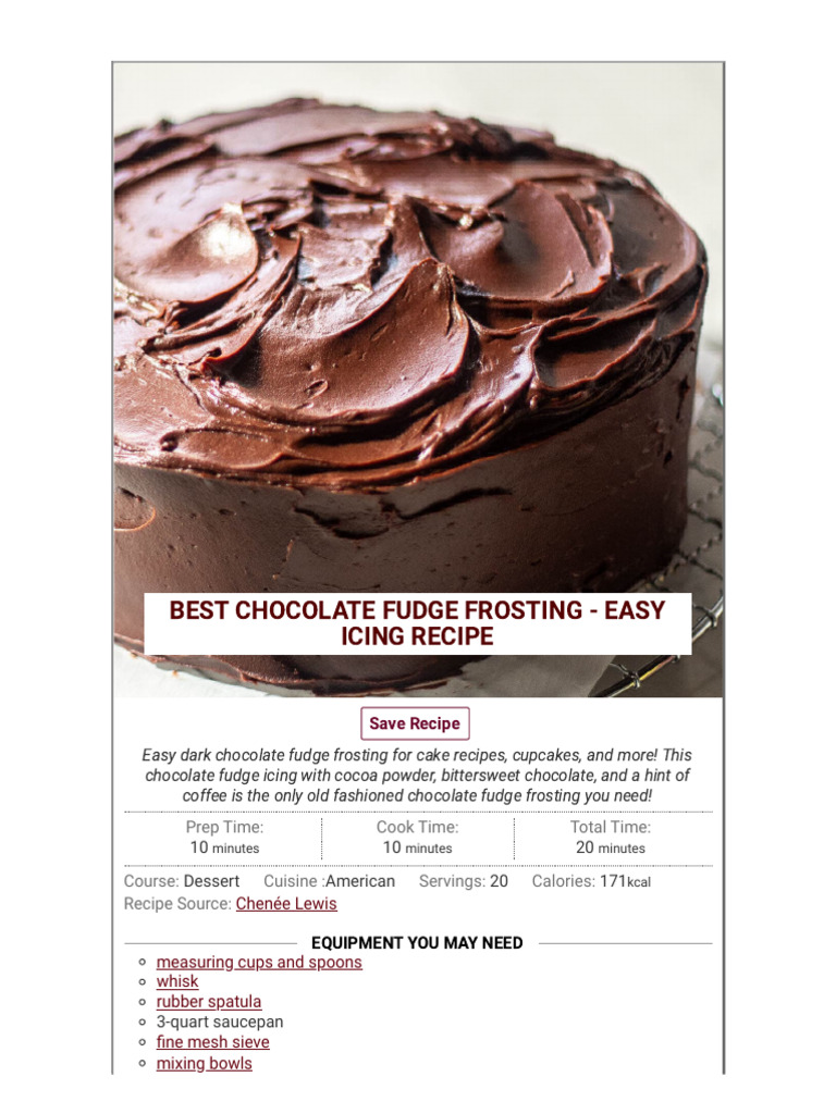 Best Chocolate Fudge Frosting - Easy Icing Recipe - Chenée Today (1) | PDF