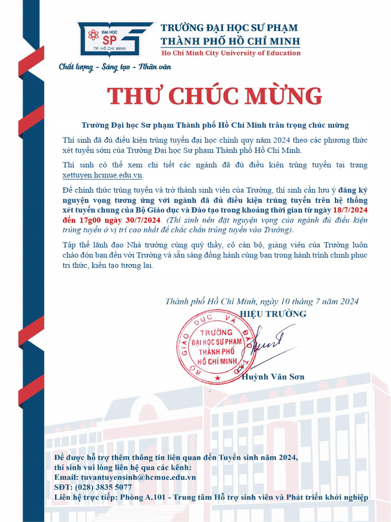 HCMUE Thu Chuc Mung | PDF