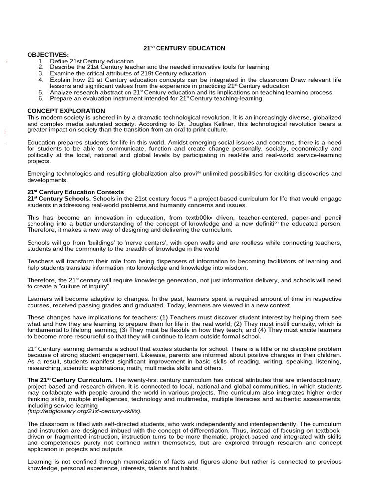 21st-Century-Education-Introduction-Stduents-Copy | PDF