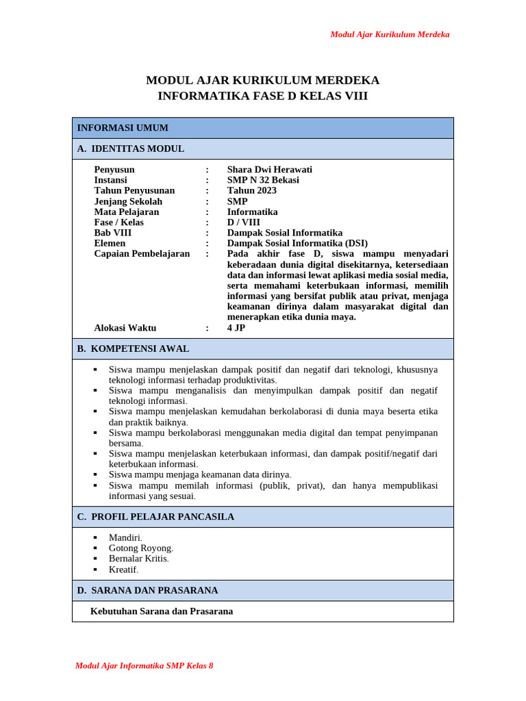 Modul Ajar BAB 8 | PDF