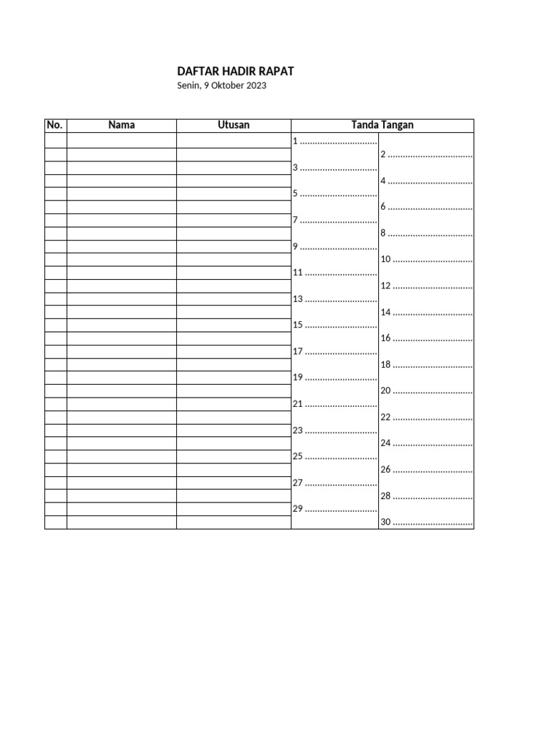 Master Daftar Hadir-1 | PDF