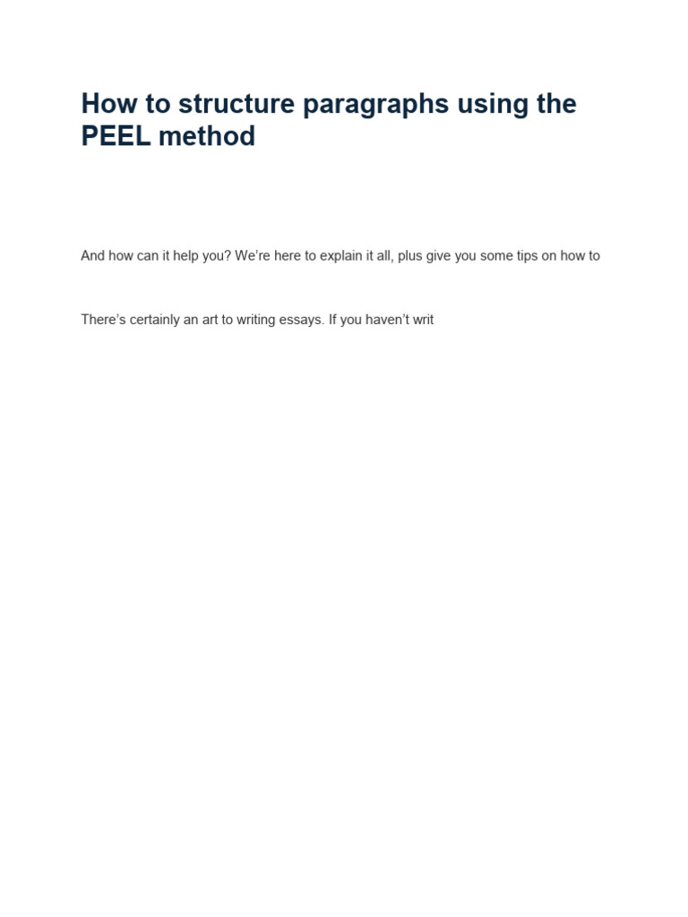 How To Structure Paragraphs Using The PEEL Method | PDF