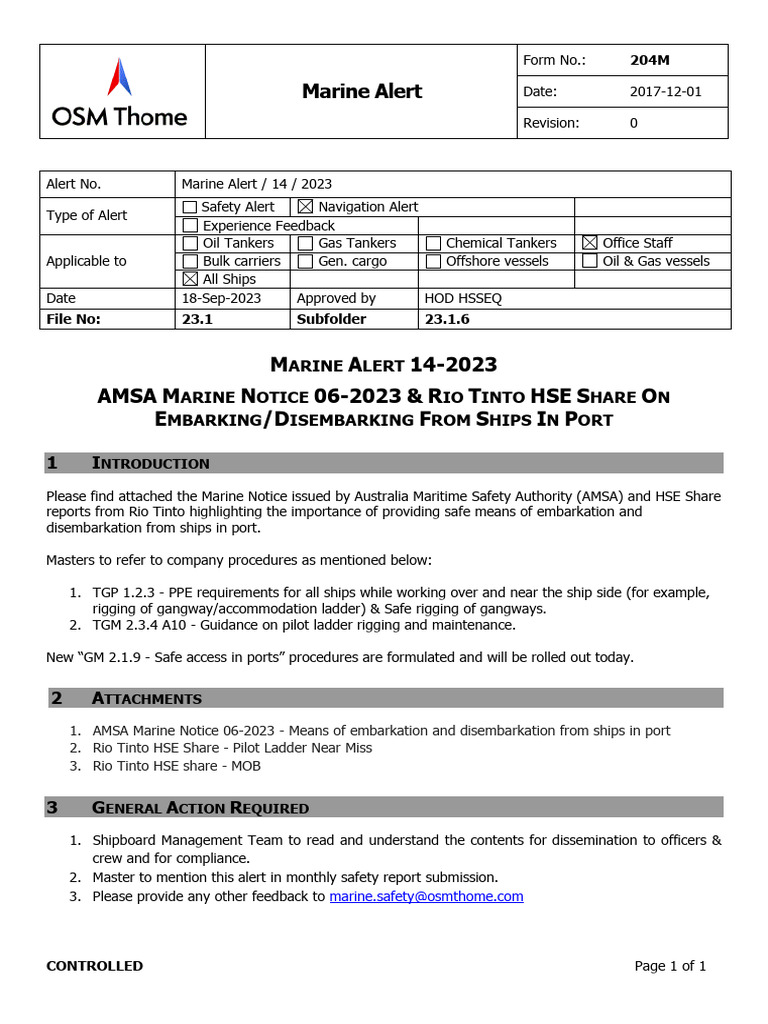 Marine Alert 14-2023 | PDF