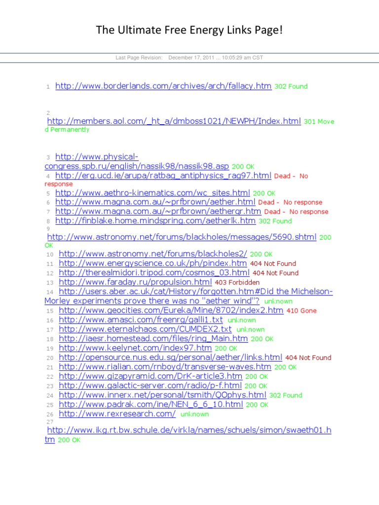 Ultimate Free Energy Resource Links | PDF | Field (Physics ...