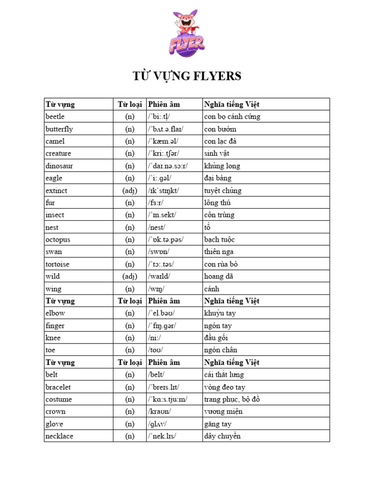 Tu Vung Flyers | PDF