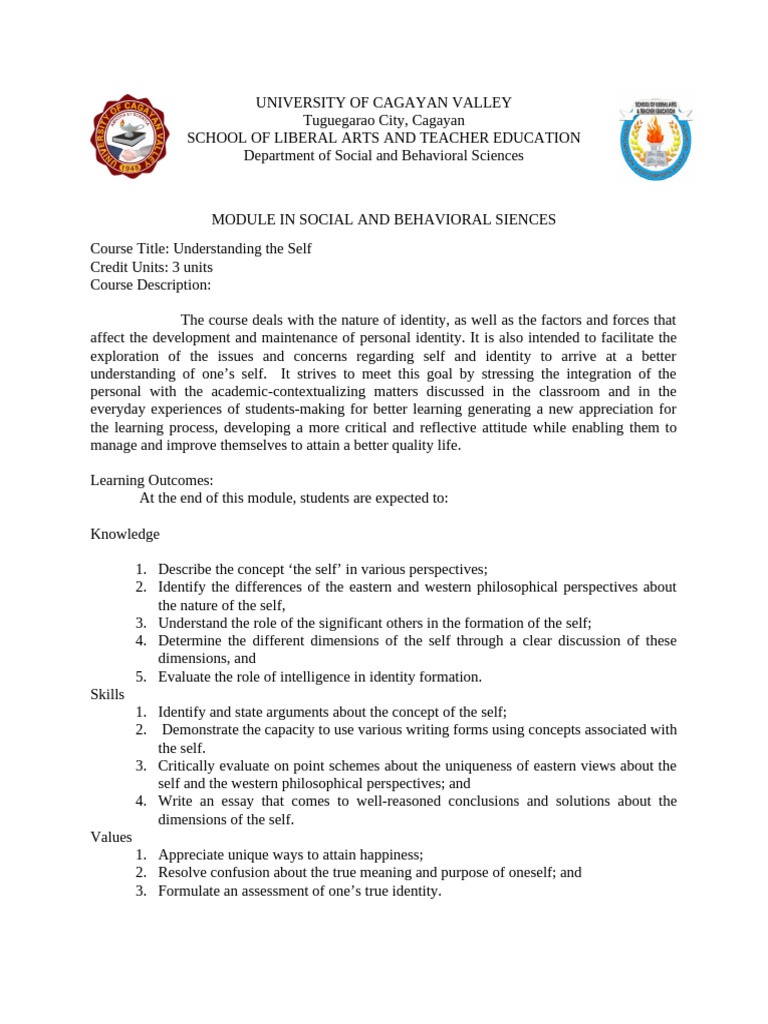 Understanding The Self Revised Module 1 1 | PDF