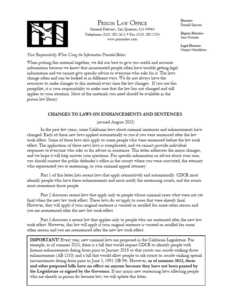 Enhancement and Sentence New Laws August 2023 | PDF