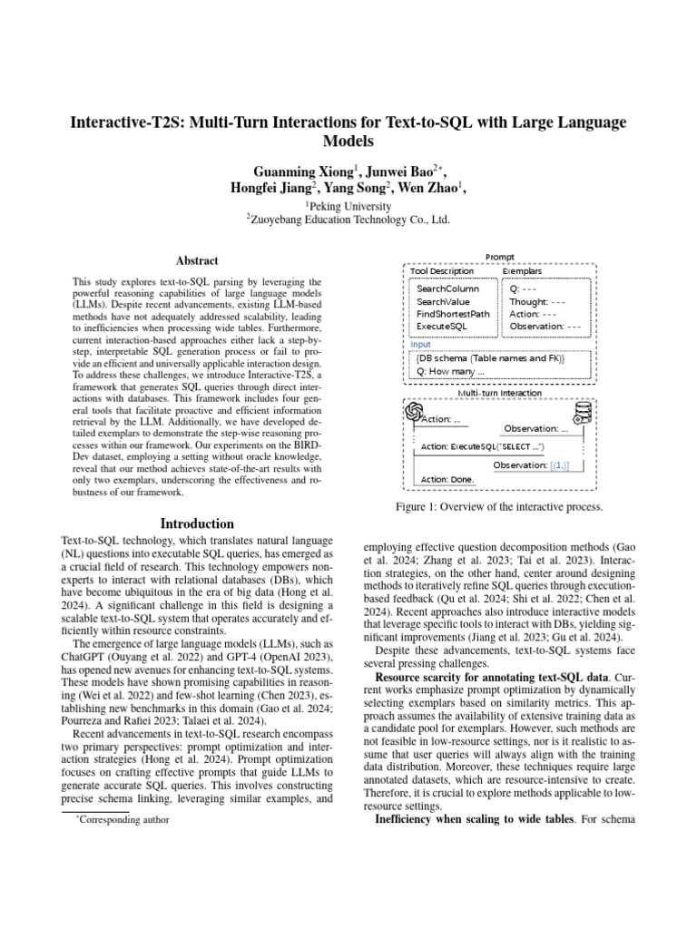 Interactive-T2S: Multi-Turn Interactions For Text-to-SQL With Large ...