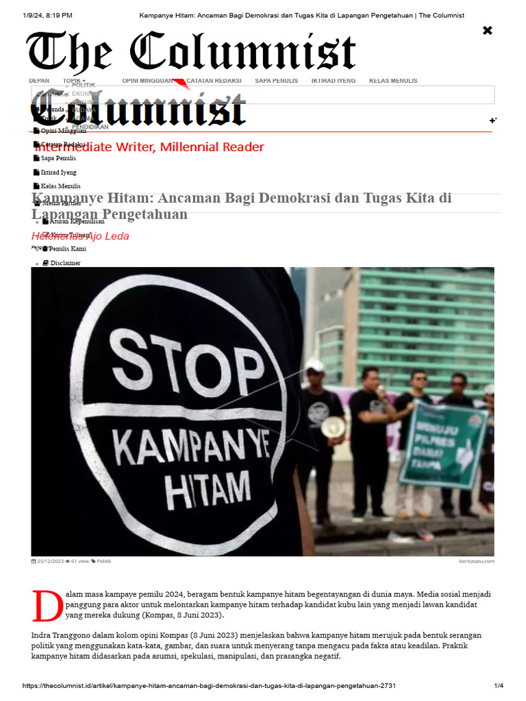Kampanye Hitam - Ancaman Bagi Demokrasi Dan Tugas Kita Di Lapangan ...