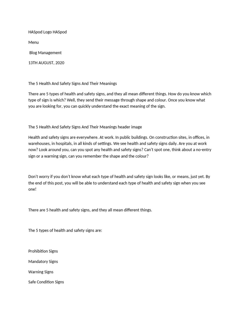 Public Signs | PDF | Occupational Safety And Health | Career & Growth