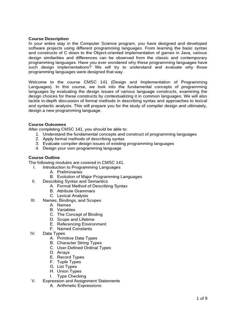 CMSC 141 Course Guide | PDF