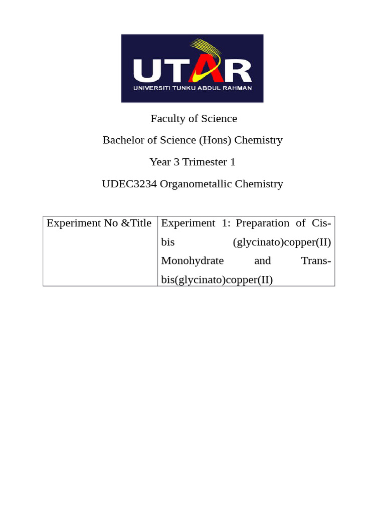 Organometallic Chem Exp - 1 | PDF