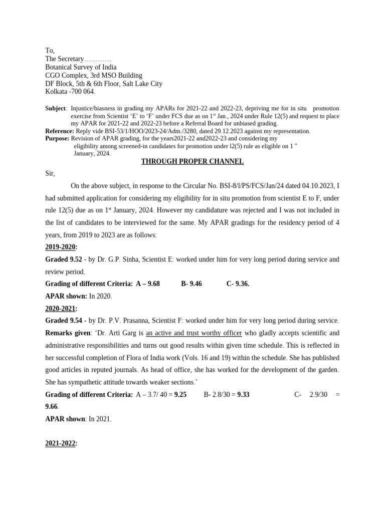 Representation To The Secretary On APAR Reply | PDF