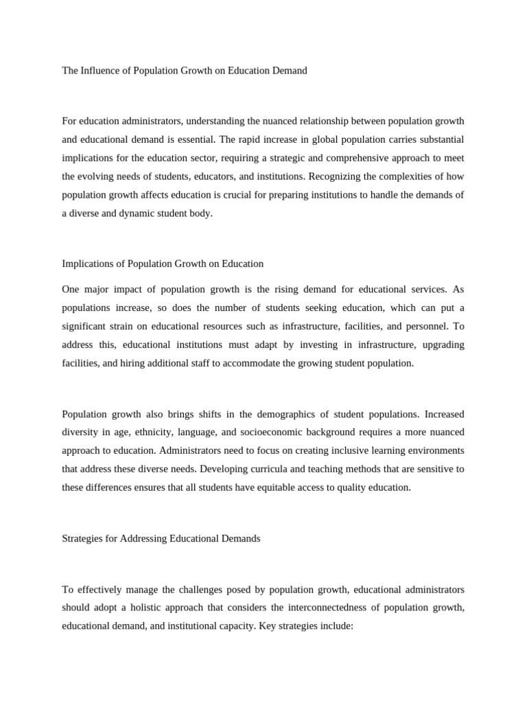 The Influence of Population Growth On Education Demand | PDF