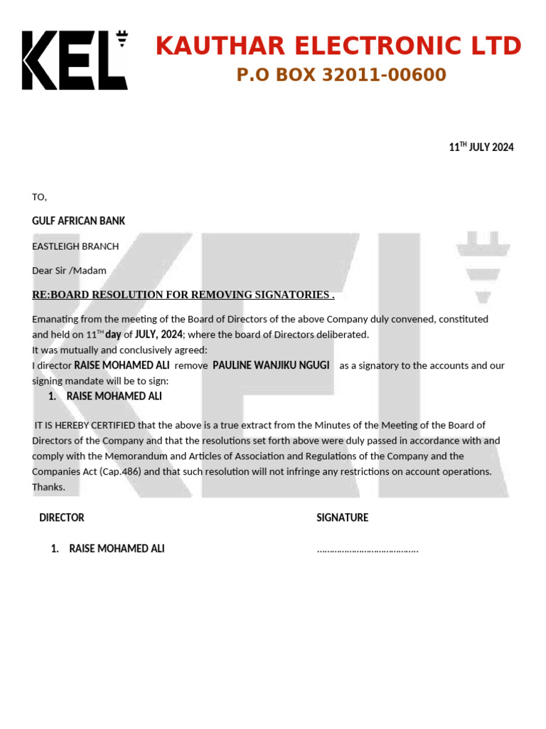 BOARD RESOLUTION - Docx NNN - docxREMOVE JYE | PDF
