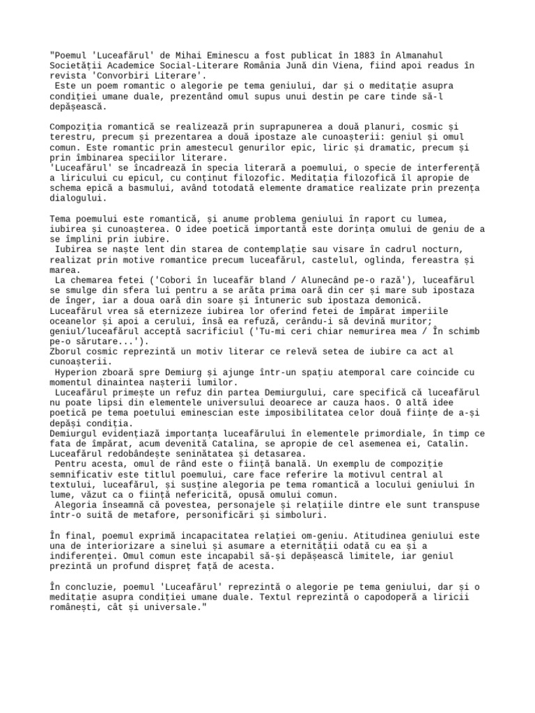 Eseu Luceafar | PDF