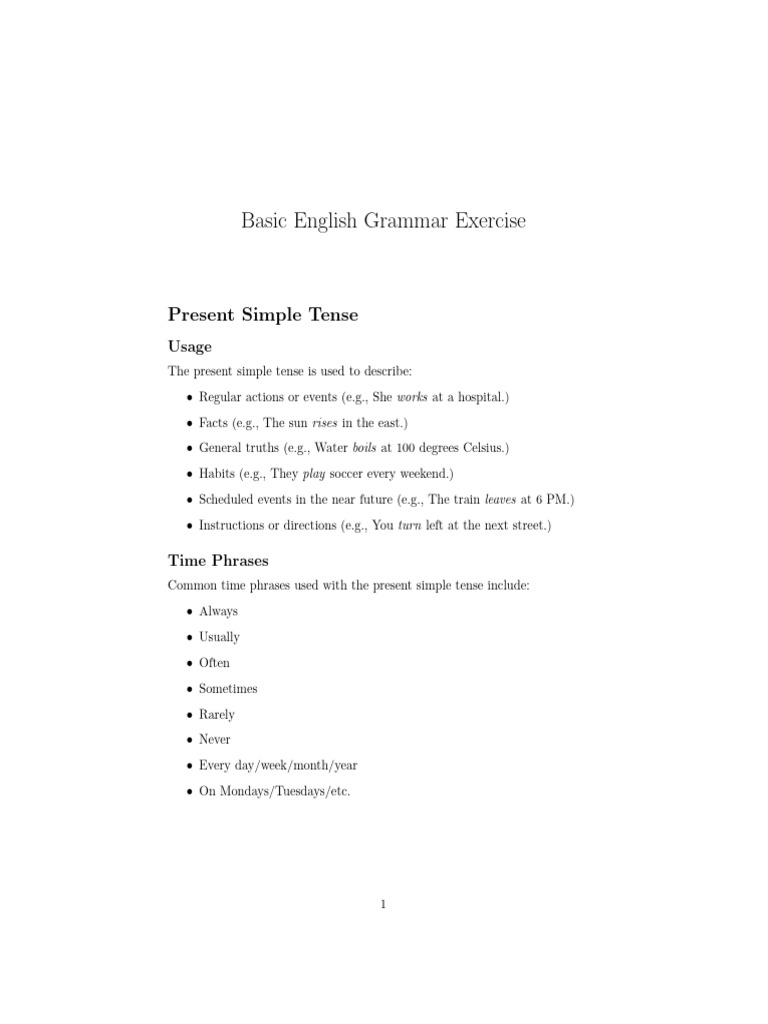 Grammar Present Tense | PDF