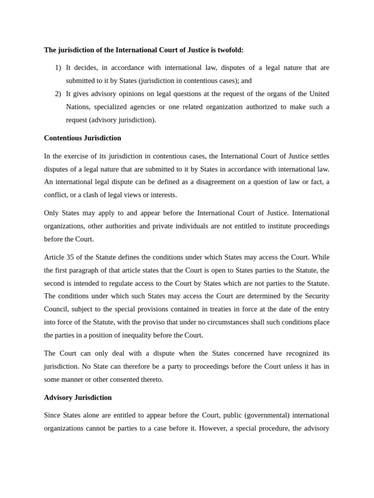 Jurisdiction of ICJ | PDF