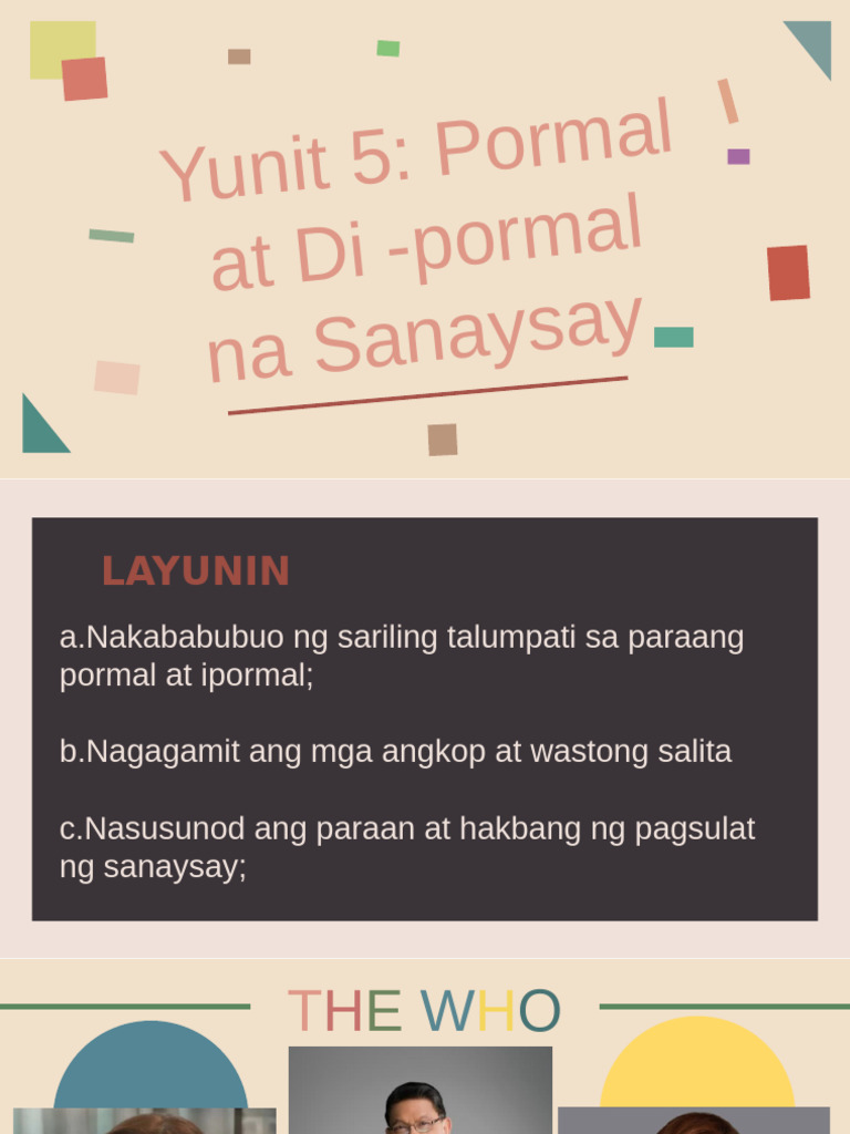 Yunit 5.1 - Pormal at Impormal Na Sanaysay | PDF