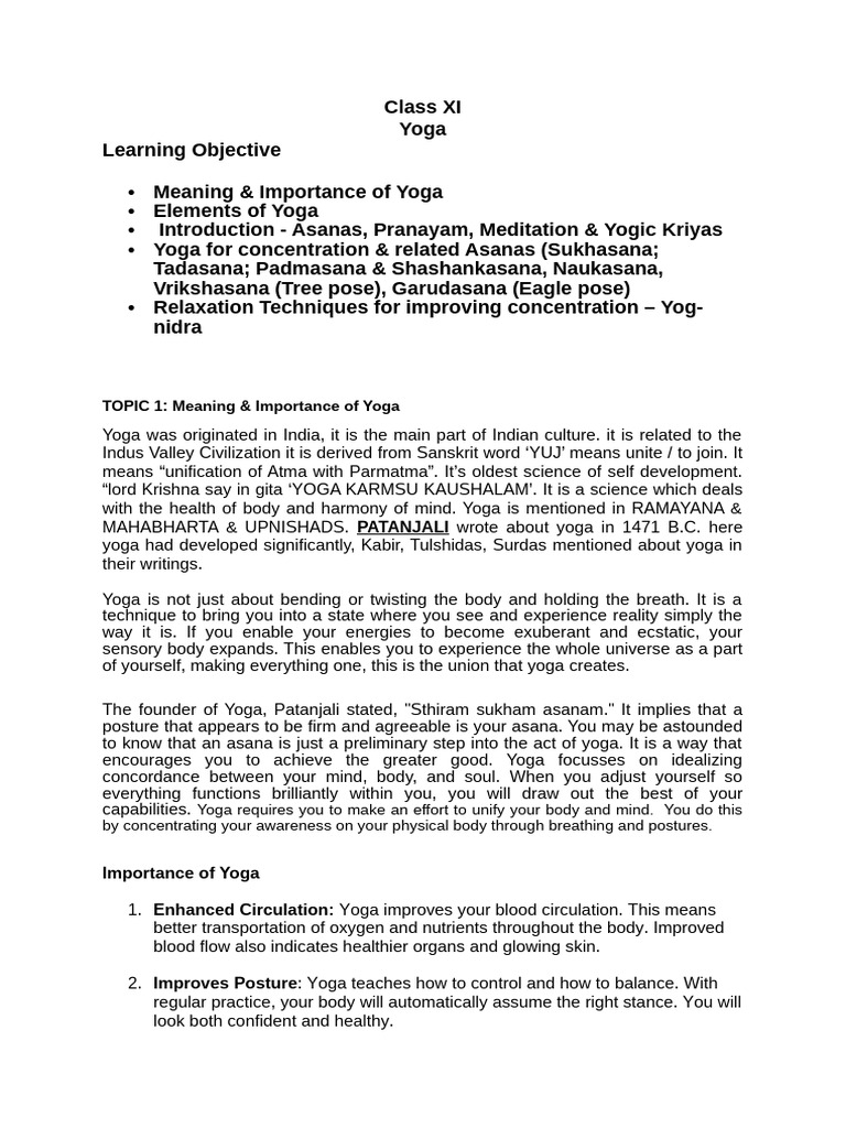 Xi Unit 5 Yoga | PDF