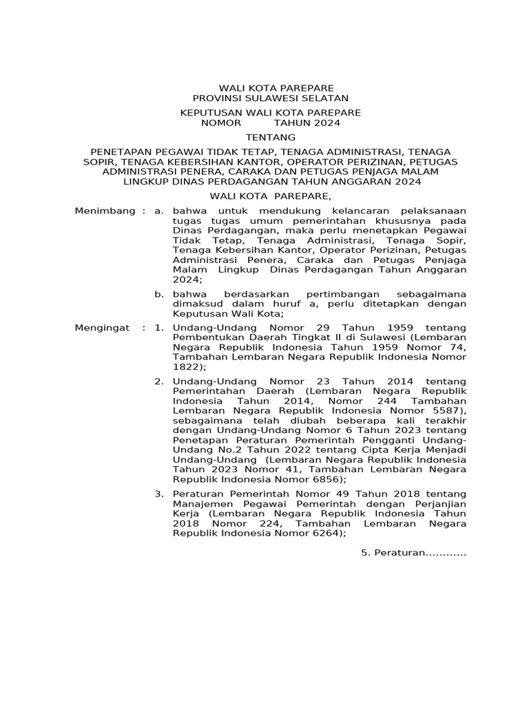 SK PTT, Adm.& Sopir Dinas 2024 | PDF