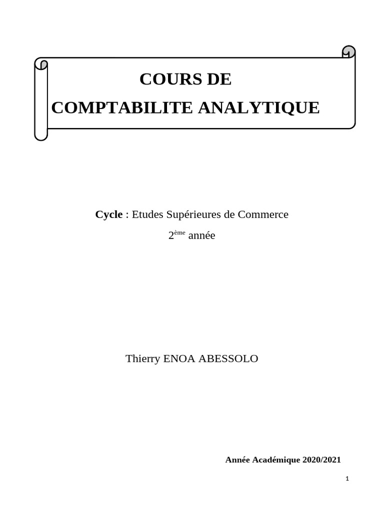 Cours de Compta Anal 2020 (R) | PDF