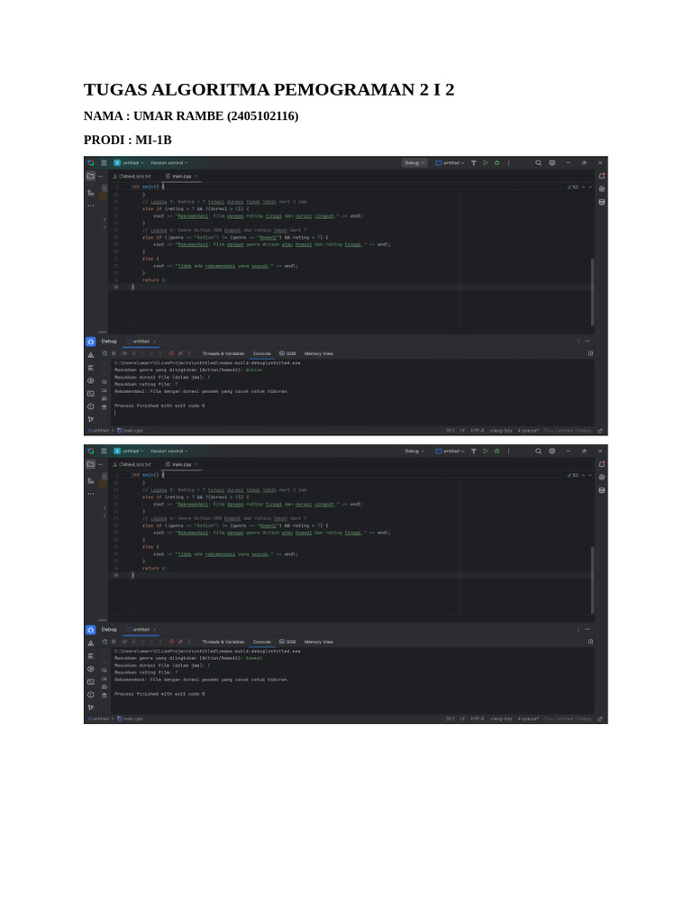 Tugas Algoritma Pemograman 2 I 2 | PDF