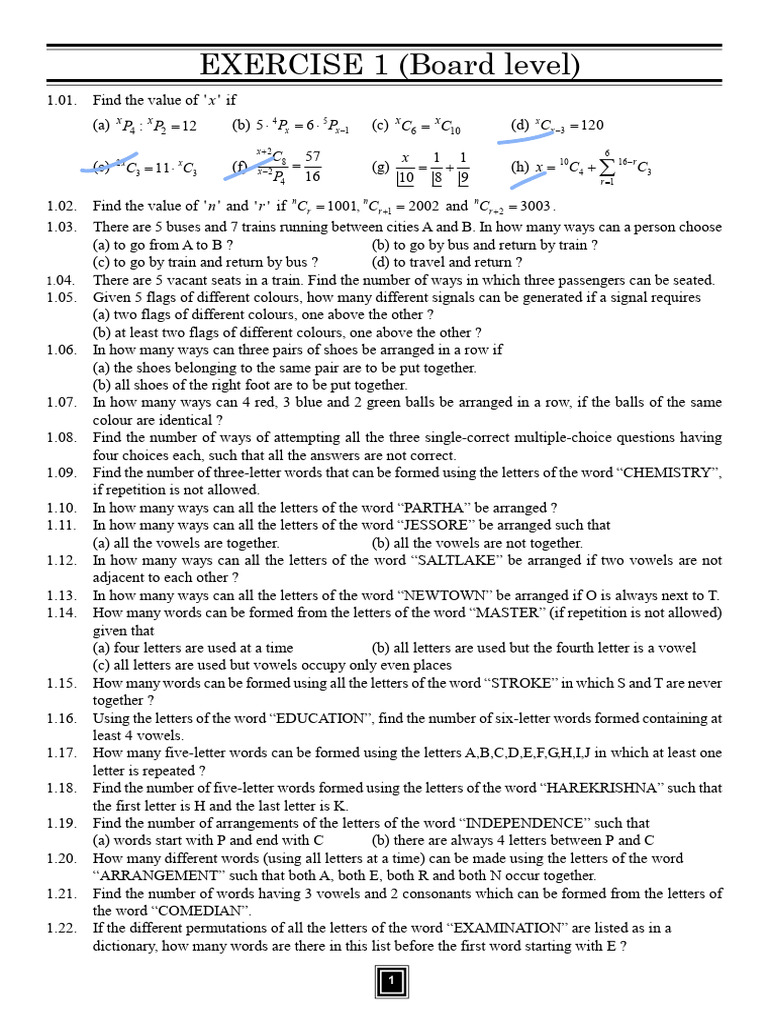 Permutations and Combinations Package | PDF