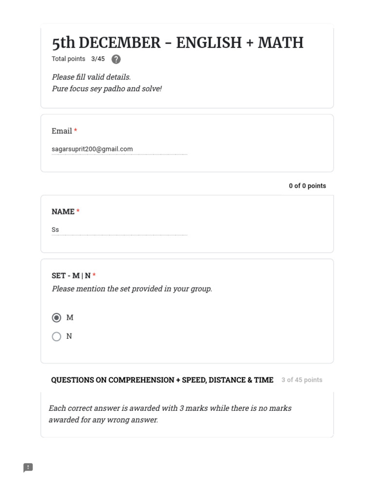 5th DECEMBER - ENGLISH + MATH | PDF